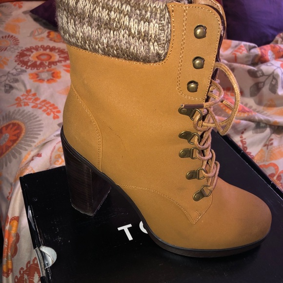 torrid | Shoes | Torrid Sweater Heel Lace Up Booties | Poshmark